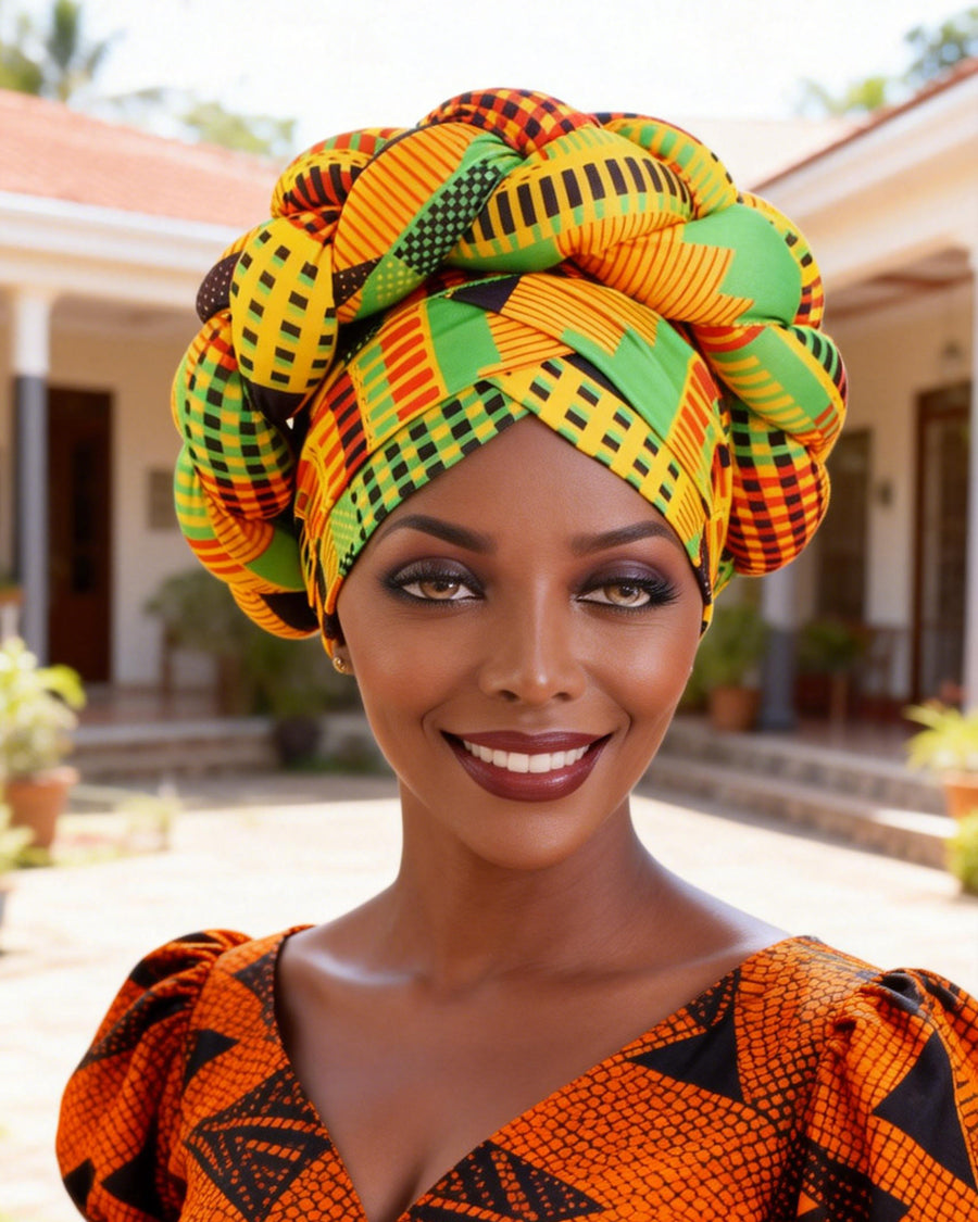 African Print 3D Puff Braid Headwrap – wmnblack