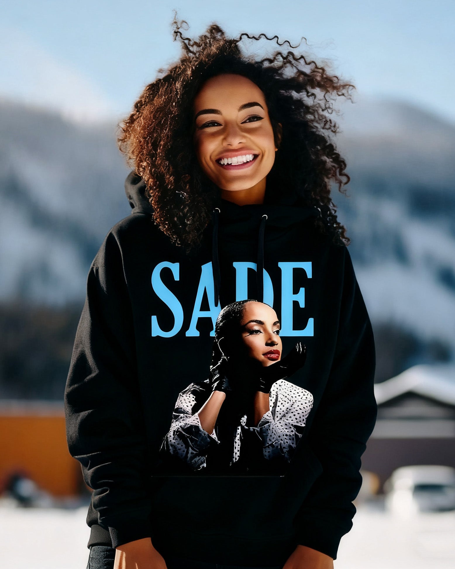 Sade Blue Letters Poster Cotton Long-sleeved Hoodies – wmnblack